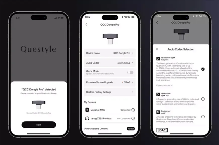 Questyle QCC Dongle Pro: Breakthrough Portable Bluetooth Transmitter with aptX Lossless and LDAC ...
